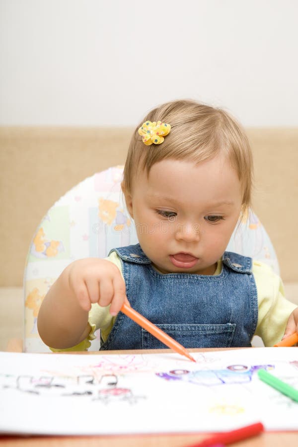 Baby drawing stock photo. Image of painter, face, innocent - 6381118
