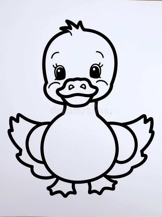 A Baby Duck Drawing Ready To Color it Stock Illustration - Illustration ...