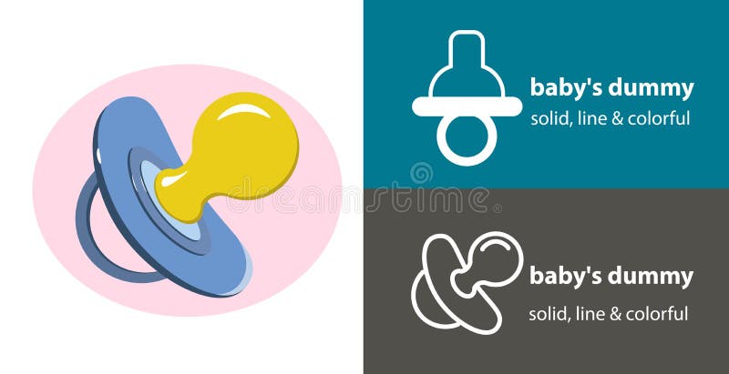 Baby Dummy Isolated Icon. Dummy Line, Solid Flat Icon Stock ...