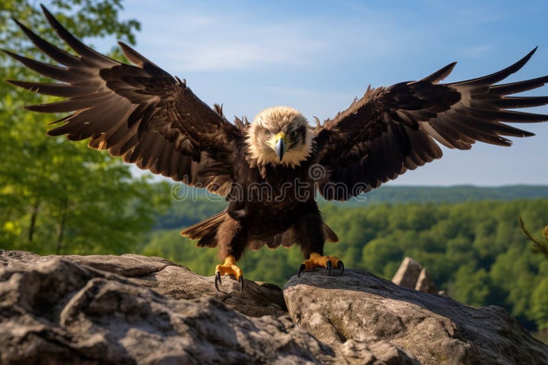Baby Eagle Learning To Fly, Mountain Cliff, Ai Generated Stock ...
