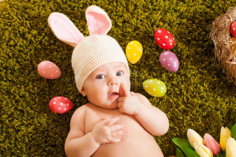 Baby Easter bunny stock photo. Image of easter, lying - 51187938