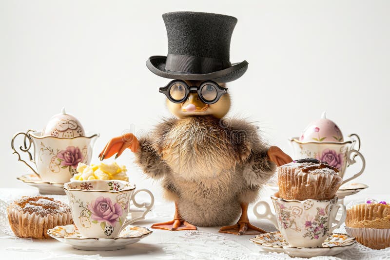 Baby Easter Duck Donning a Top Hat, Inside Cracked Easter Egg Stock ...