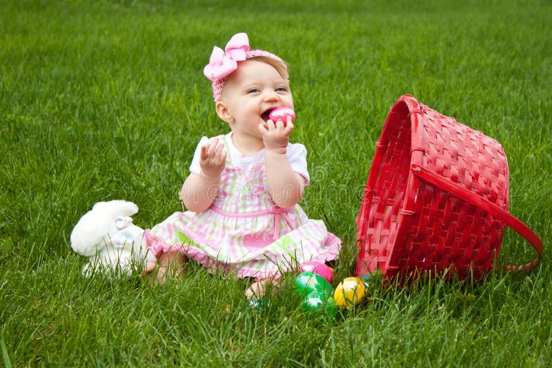 Baby Easter Eat Egg stock photo. Image of green, adorable - 20025148
