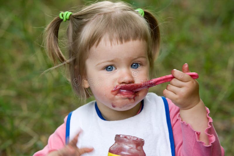 Baby eating stock photo. Image of people, spoon, little - 13657252