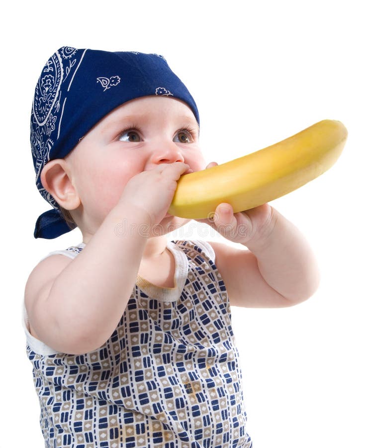 Baby eating a banana stock image. Image of health, brown - 5304579