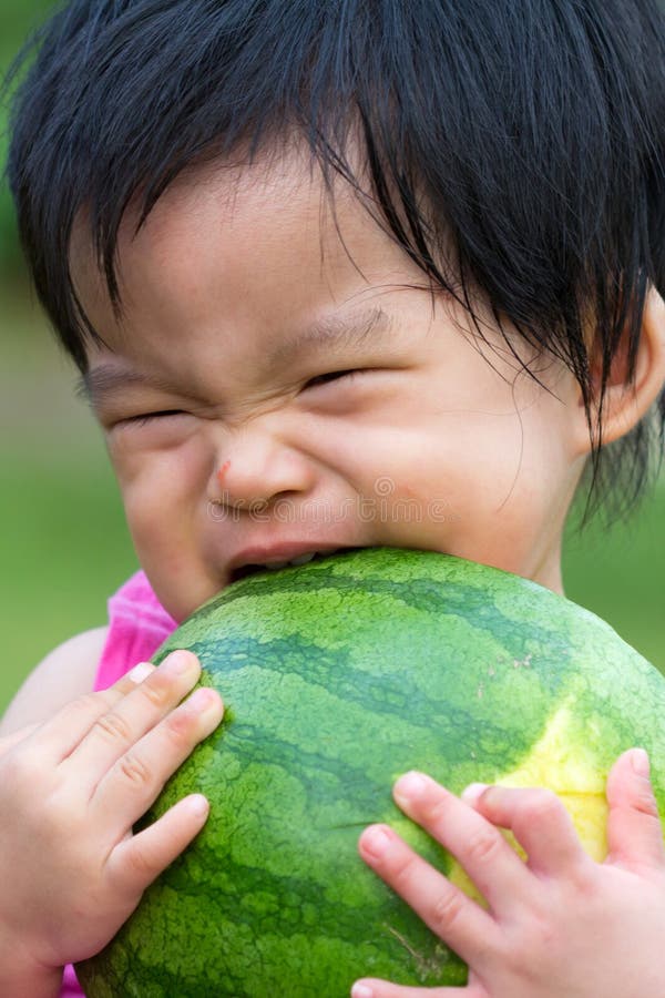 Baby eating watermelon stock image. Image of childcare - 24020497