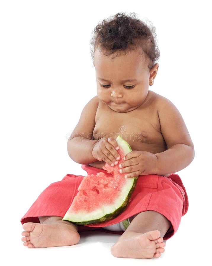 Baby eating watermelon stock image. Image of leisure, girl - 3770547