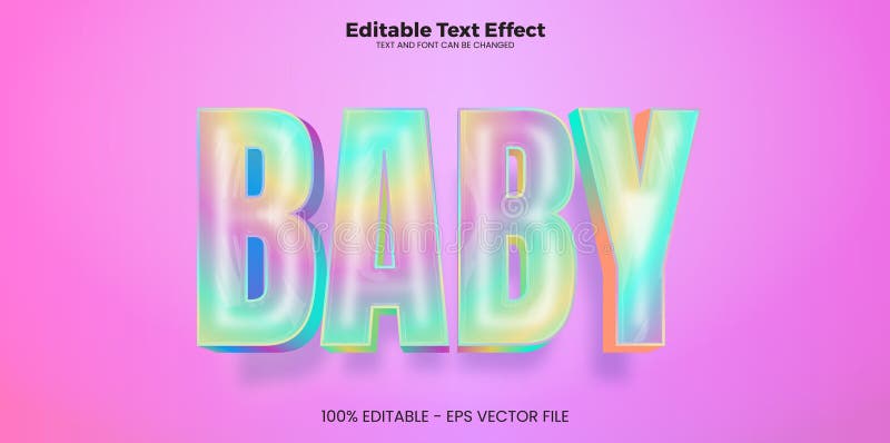 Baby Editable Text Effect in Modern Trend Style Stock Vector ...