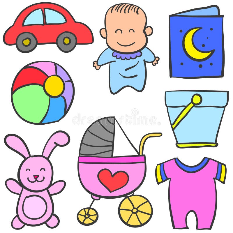 Baby Element Set of Doodle Collection Stock Vector - Illustration of ...