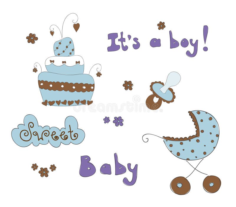 Baby elements for baby boy stock vector. Illustration of card - 15338061