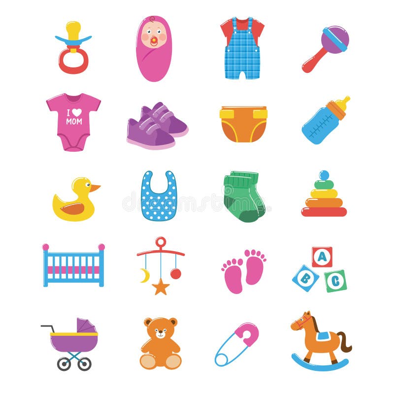 Set of Baby Icons stock vector. Illustration of born - 124787049