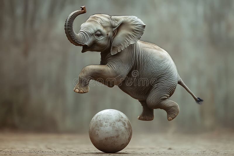 Baby Elephant Balancing Gracefully on a Ball Stock Photo - Image of ...