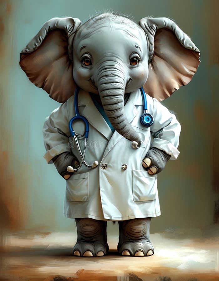 Dr. Elephant - Generative AI Stock Illustration - Illustration of ...