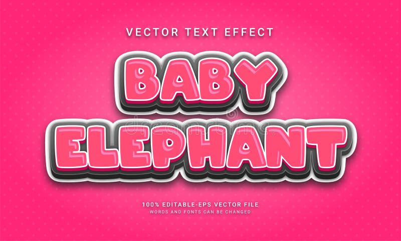 Baby Elephant Editable Text Effect with Cute Animals Stock Vector ...