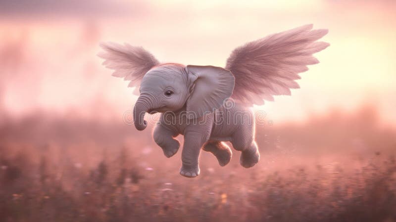 Pink Flying Elephant Stock Illustrations – 263 Pink Flying Elephant ...
