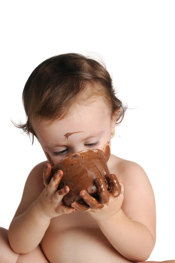 Baby Enjoying the Moment, Eating Chocolate Stock Image - Image of love ...