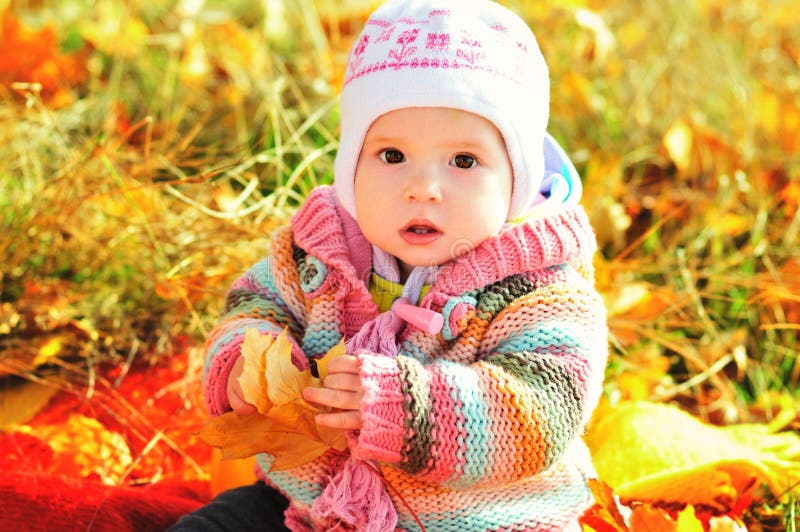 Baby fall autumn stock photo. Image of baby, leaf, garden - 1542028
