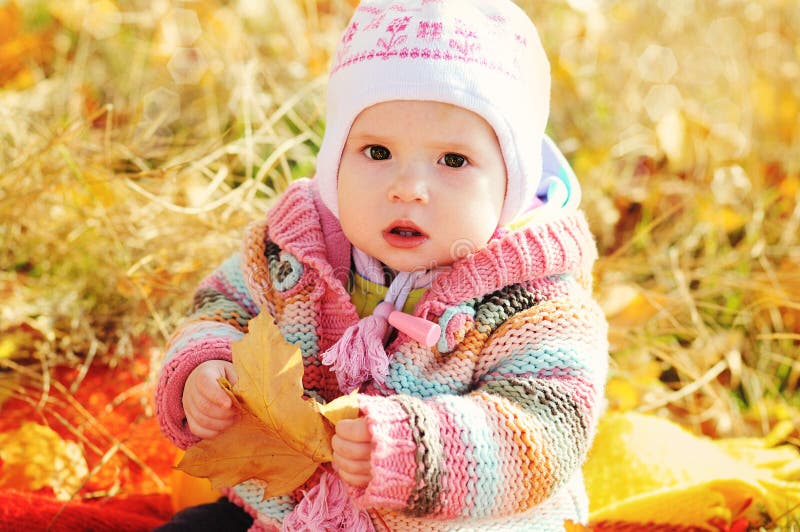 Baby in fall time stock photo. Image of nice, maple, cute - 29737038