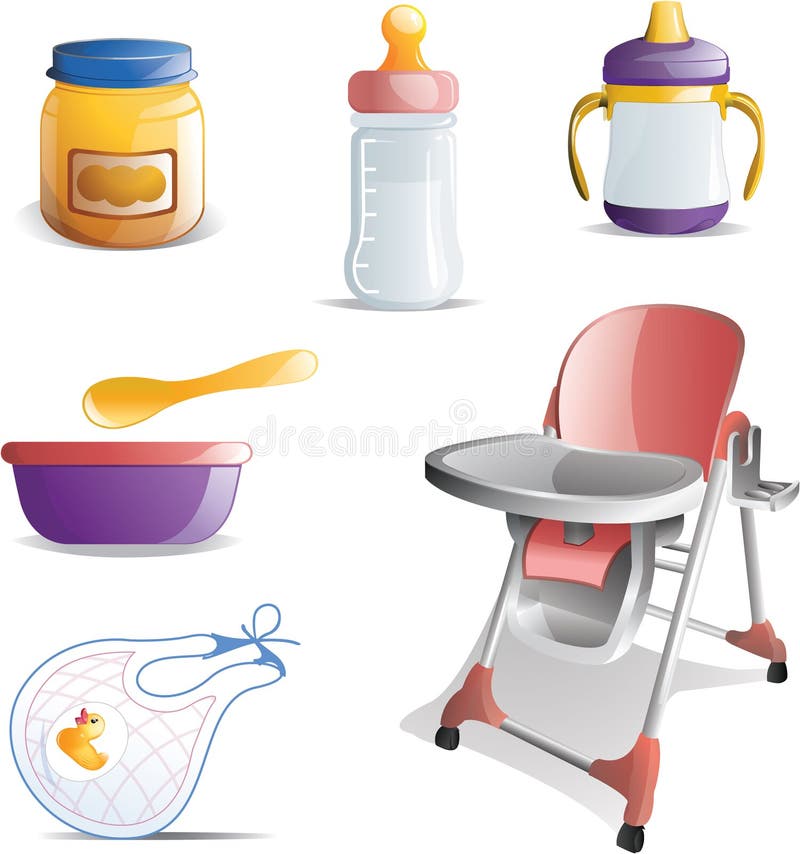 Baby Feeding Icon Set stock illustration. Illustration of dinner - 16107442