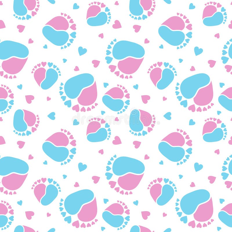 Baby Feet and Hearts Seamless Vector Pattern Stock Vector ...