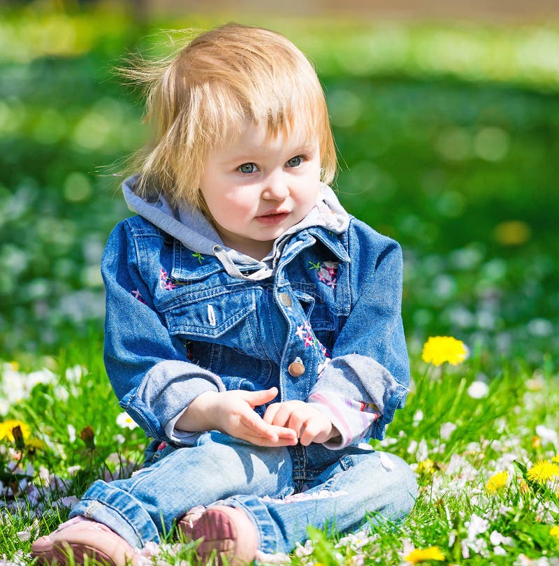 Baby in field stock photo. Image of childhood, bright - 47852922