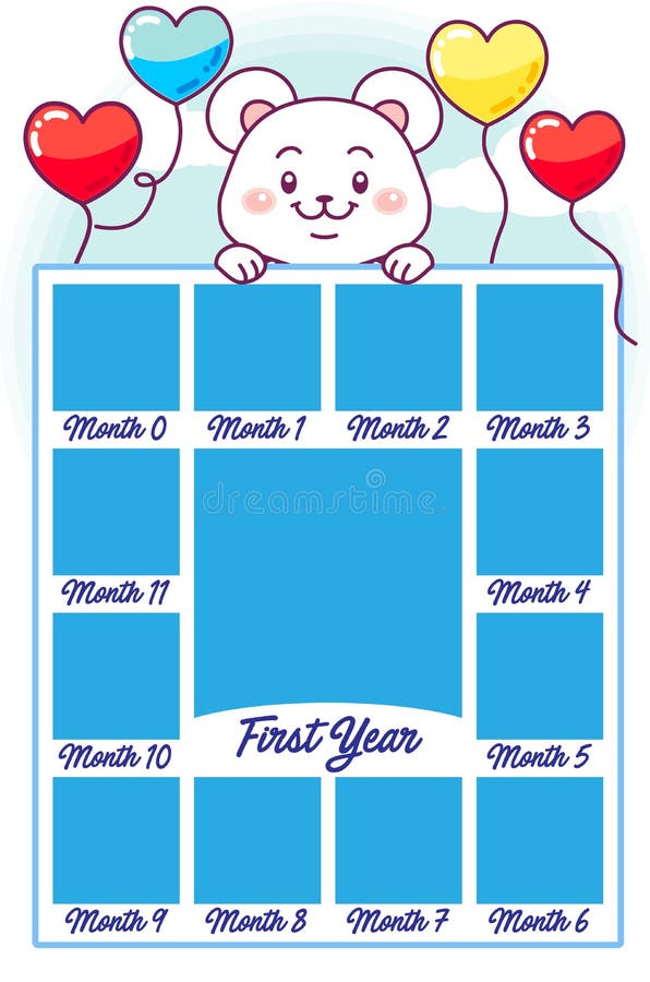 Baby First Year Photo Frame Poster Stock Vector - Illustration of ...