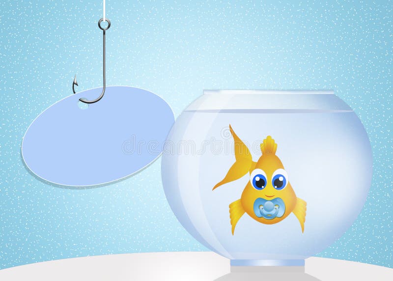 Baby fish with pacifier stock illustration. Illustration of bowl - 54257241
