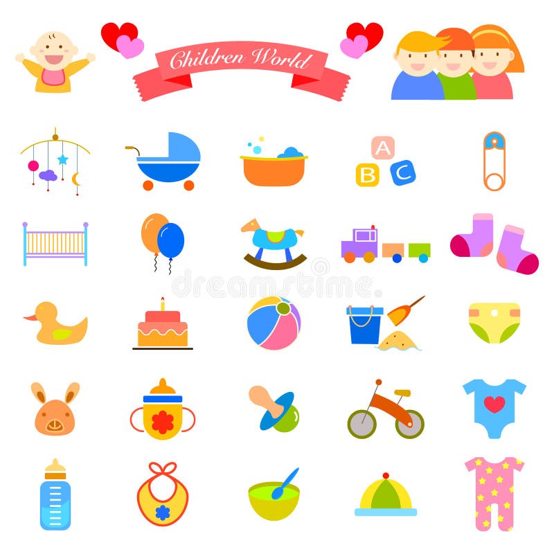Baby Flat Icons. Vector Illustration. Stock Vector - Illustration of ...