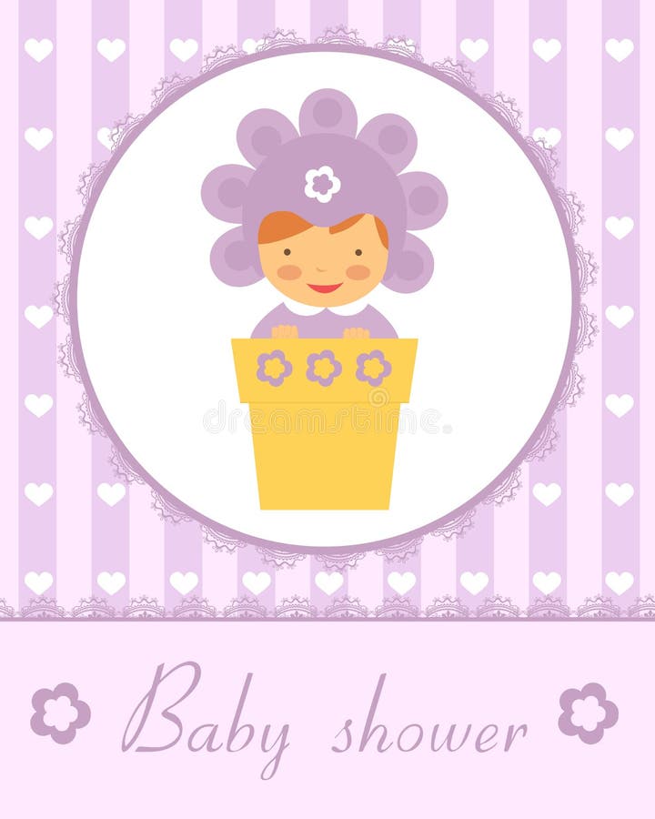 Baby in flower pot card stock vector. Illustration of flower - 28924073