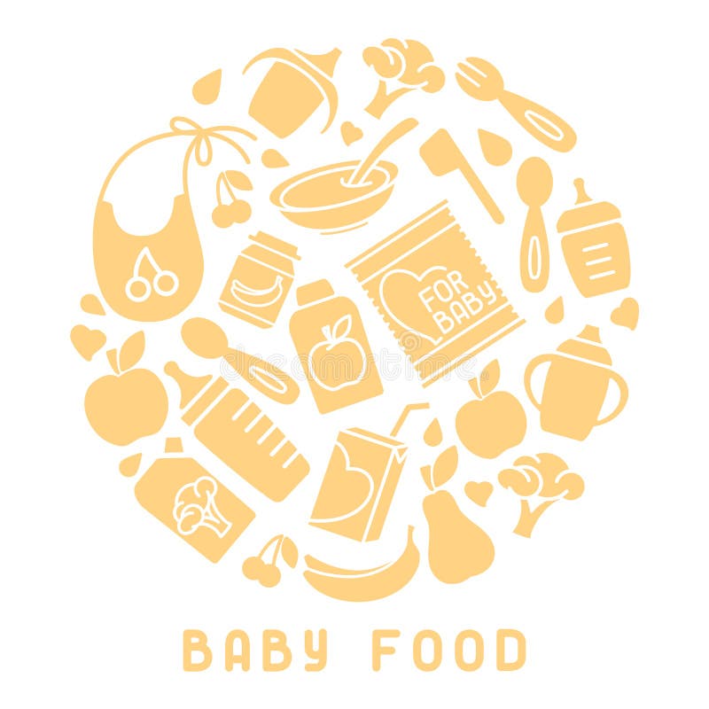 Baby food icons set stock vector. Illustration of bottle - 125732164