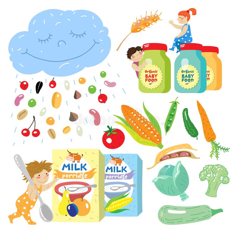 Baby Food 2 Flat Banners stock vector. Illustration of healthy - 73054578