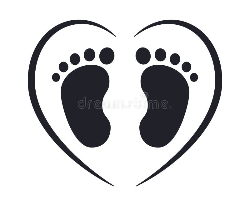 Baby foot step heart icon stock vector. Illustration of symbol - 203710565