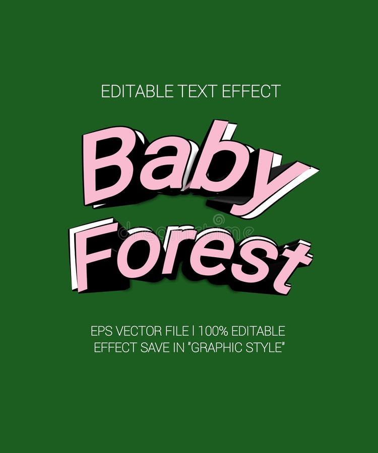 Baby Forest Vector Text Effect Stock Illustration - Illustration of ...