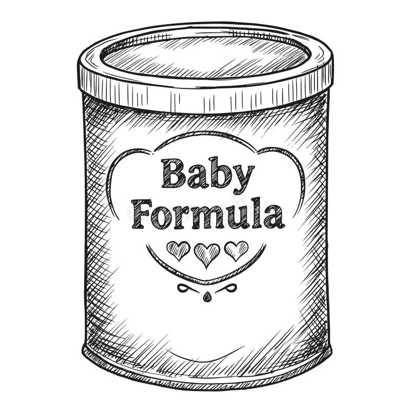 Baby Formula Canister Illustration in Sketch Style Stock Illustration ...