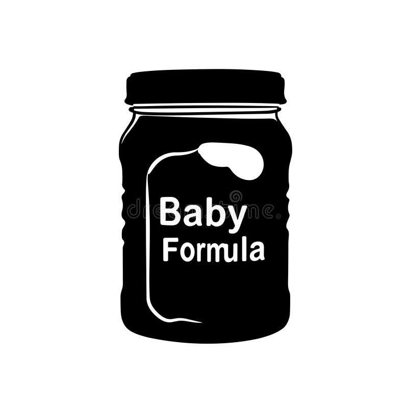 Baby Formula Jar Silhouette in Black and White Design Stock Photo ...