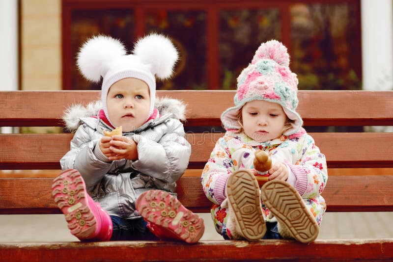 Baby friends on bench stock image. Image of healthy, lifestyle - 31594713