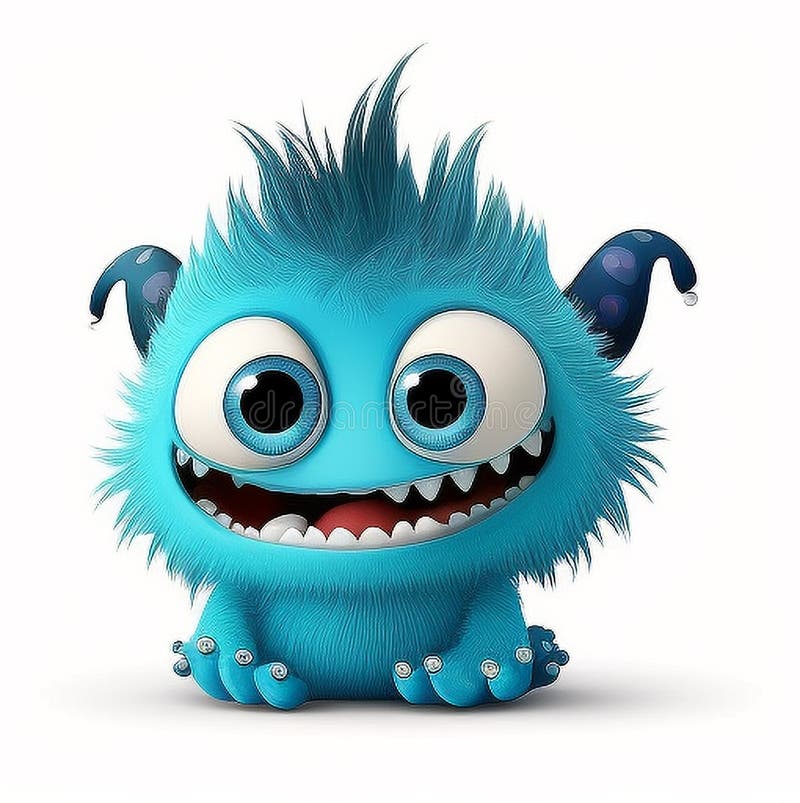 A Baby Fur Alien with Blue Eye Stock Illustration - Illustration of ...