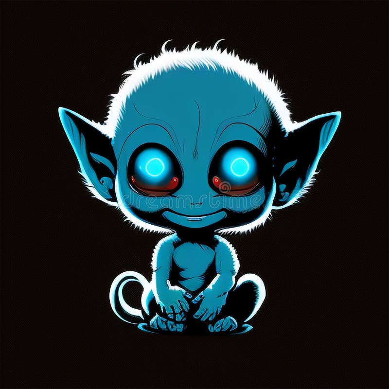 A Baby Fur Alien with Blue Eye Stock Illustration - Illustration of ...