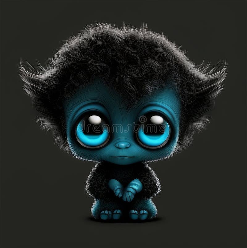 A Baby Fur Alien with Blue Eye Stock Illustration - Illustration of ...