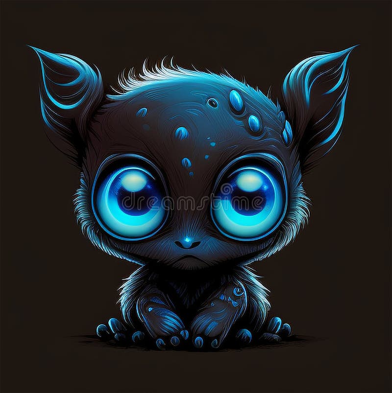 A Baby Fur Alien with Blue Eye Stock Illustration - Illustration of ...