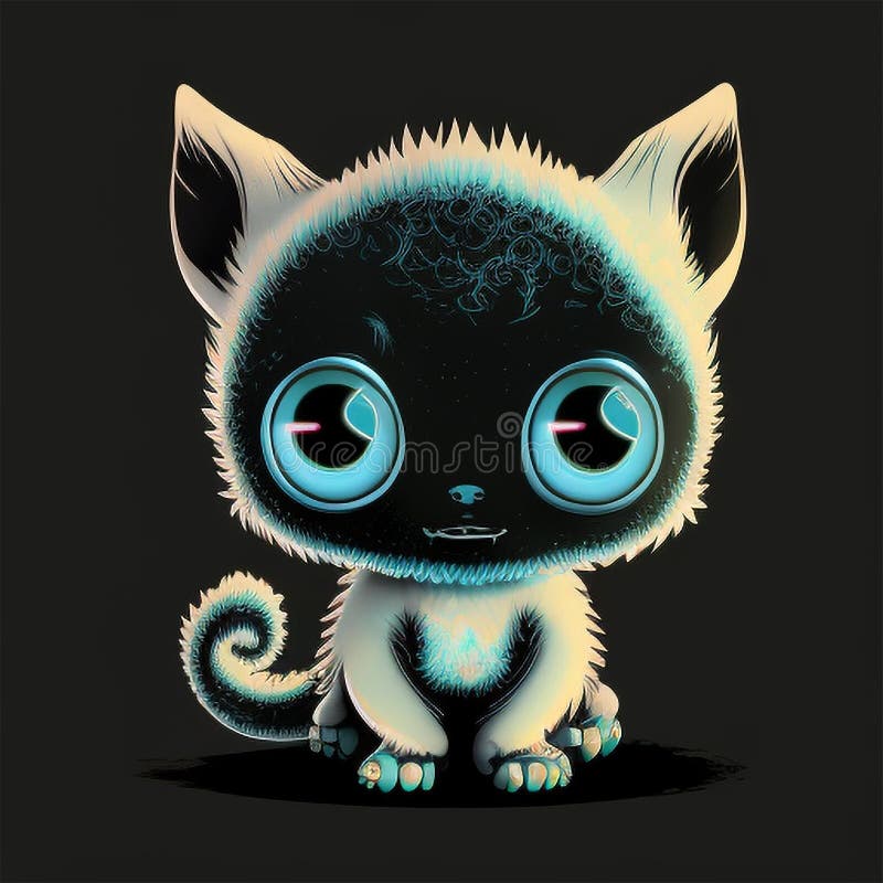 A Baby Fur Alien with Blue Eye Stock Illustration - Illustration of ...