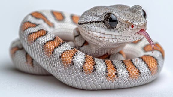 Baby Gaboon Viper Rests Curiously on White Surface Its Beautiful ...