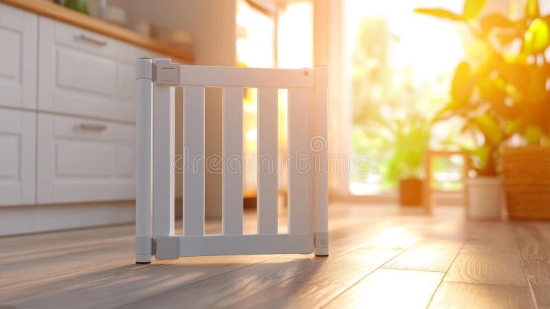 Baby Gate in Front of Kitchen with Bright Light and Plants in the ...