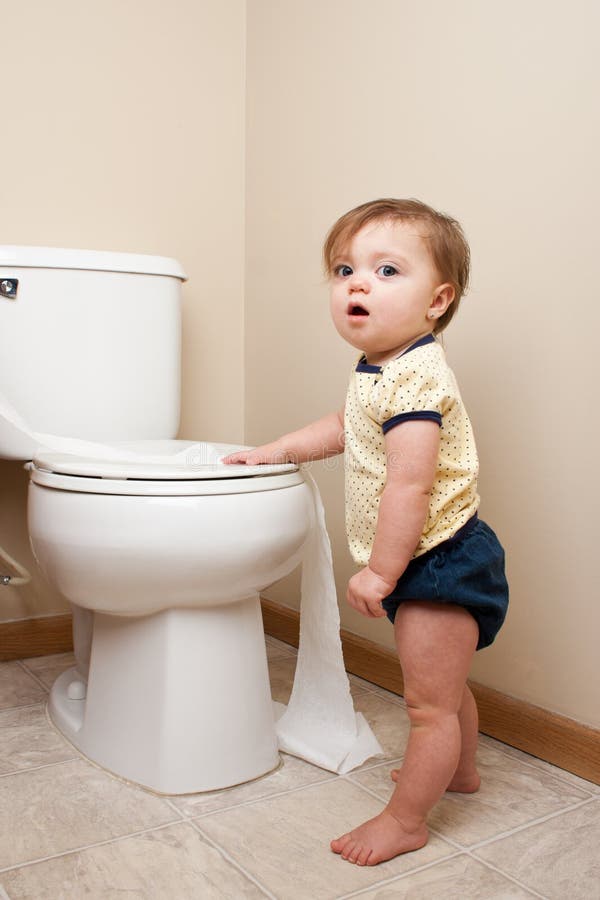 Toddler Ripping Up Toilet Paper Stock Image - Image of mischievousness ...