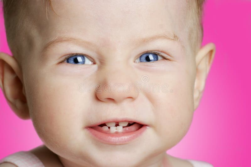 Baby Girl with Blue Eyes Smiling Stock Image - Image of baby, face: 8910533