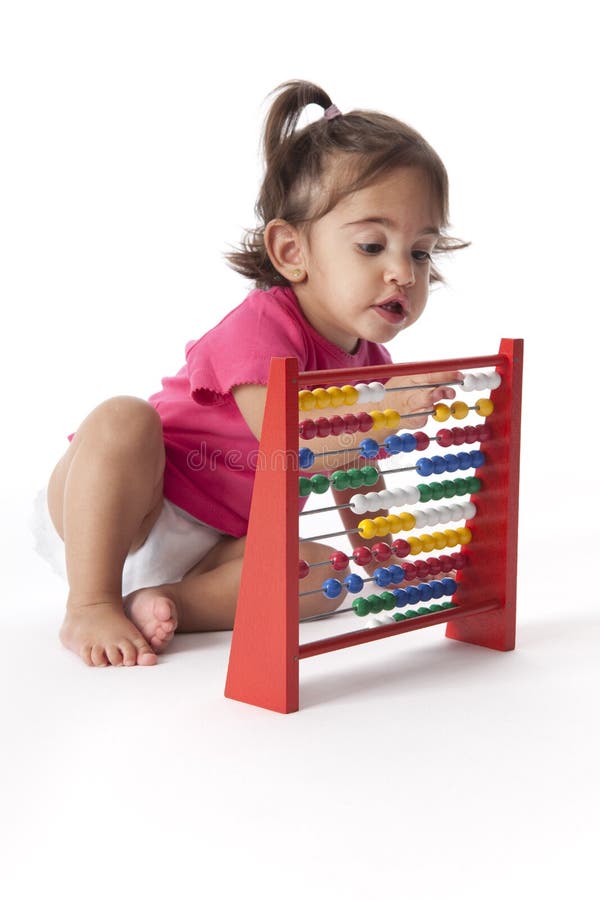 Baby Girl Counting with an Abacus Stock Image - Image of intelligence ...