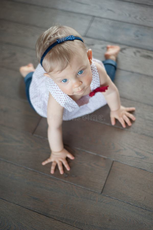 Baby Girl Crawling stock image. Image of floor, crawling - 30938545