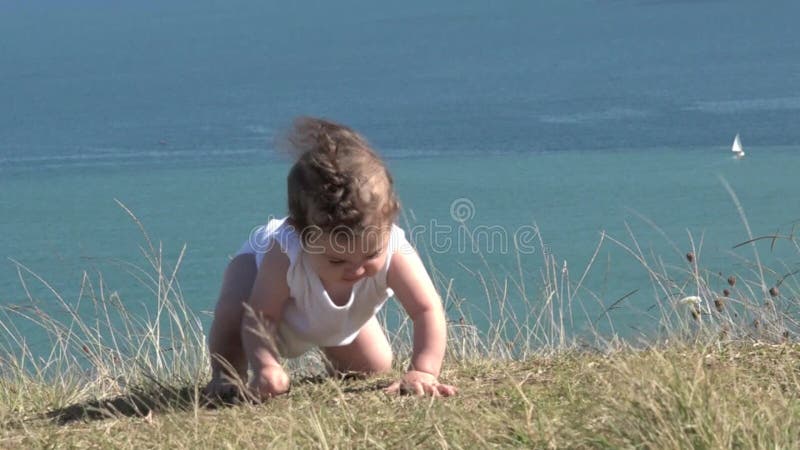Baby Girl Crawling Outdoors. Stock Footage - Video of development, cute ...