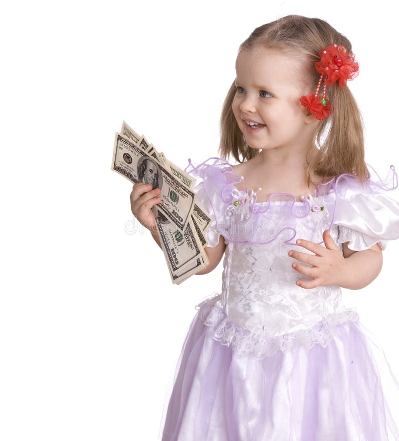 Baby Girl with Dollar Banknote. Stock Image - Image of caucasian ...