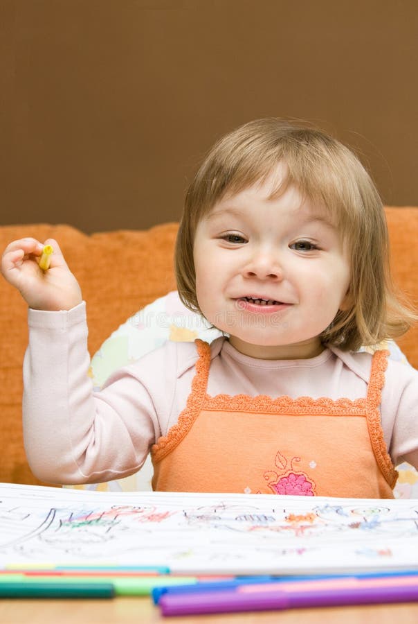 Baby girl drawing stock photo. Image of draw, human, child - 9933138